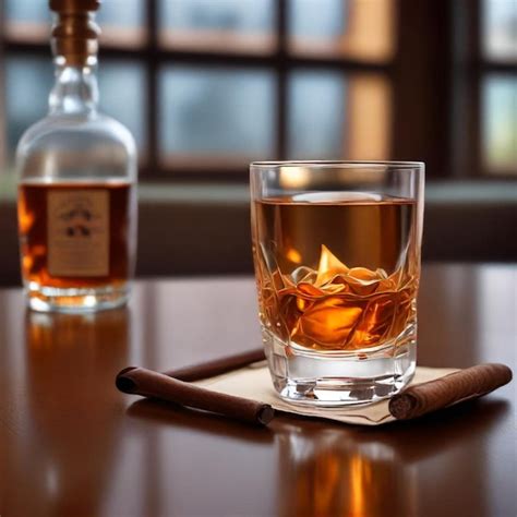A Bottle Of Whiskey Sits On A Coaster Next To A Bottle Of Whiskey