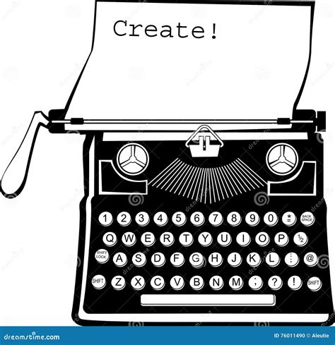 Old Fashioned Typing Machine Stock Vector Illustration Of Line