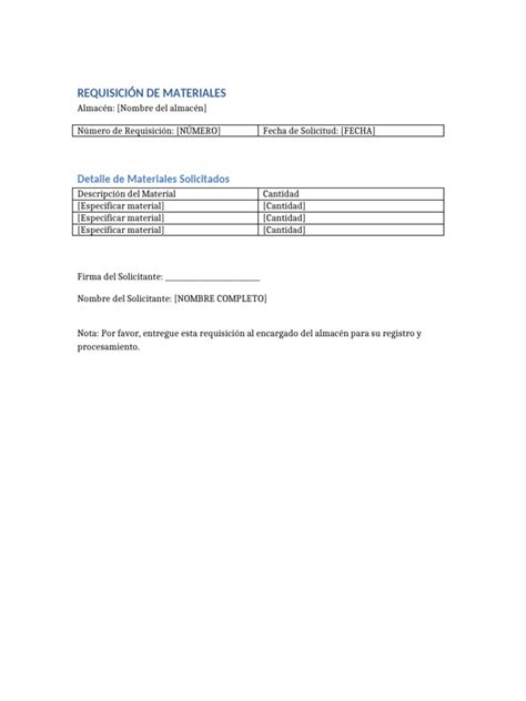 Requisicion De Materiales Pdf