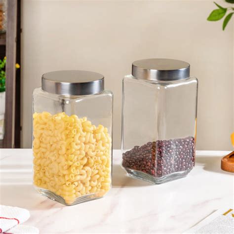 Glass Kitchen Storage Jar With Gold Lid Set Of 4 950ml Online In India