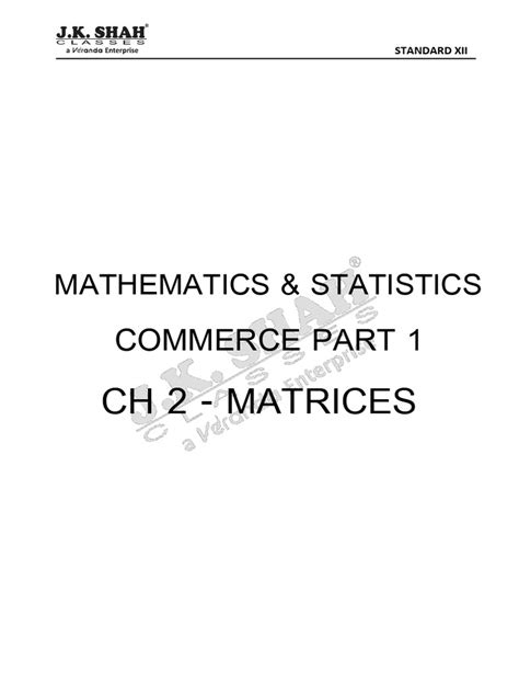 Ch 2 Matrices Solution Pdf Matrix Mathematics Mathematical