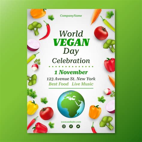 Plantilla De Póster Vertical Del Día Mundial Vegano Vector Gratis