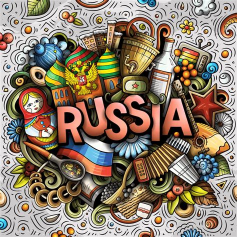 Russia Hand Drawn Cartoon Doodles Illustration Background Drawn Asia