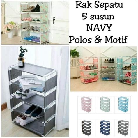 Jual Rak Sepatu MOTIF Dan POLOS 5 SUSUN TINGKAT MINIMALIS Rak Sandal