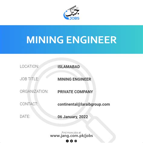 Mining Engineer Job Private Company Jobs In Islamabad 32966