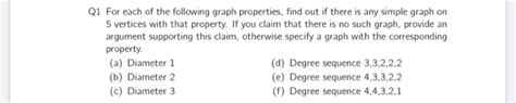 Solved Q1 For Each Of The Following Graph Properties Find Chegg Com