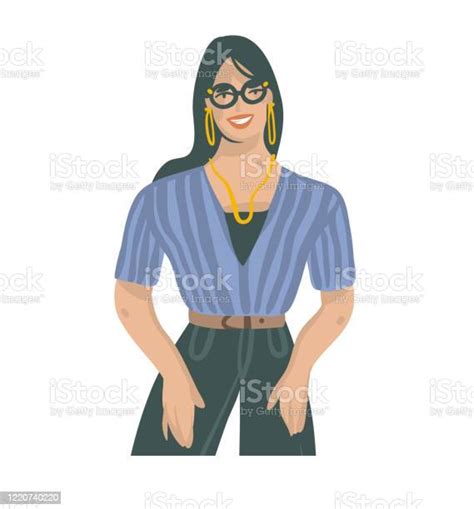 손으로 그린 벡터 추상 스톡 그래픽 일러스트 그림 젊은 웃는 학생 여성 안경에 흰색 배경에 고립 경영자에 대한 스톡 벡터 아트 및 기타 이미지 Istock