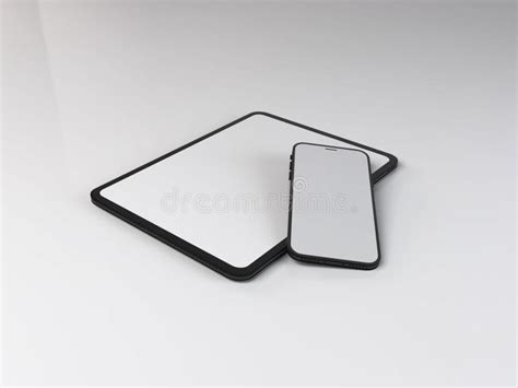 Realistic Smartphone And Tablet Mockup Template Stock Illustration