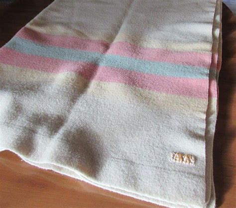 100 Pendleton Wool Blanket 4 Strips Yellow Pink Blue Camp Etsy