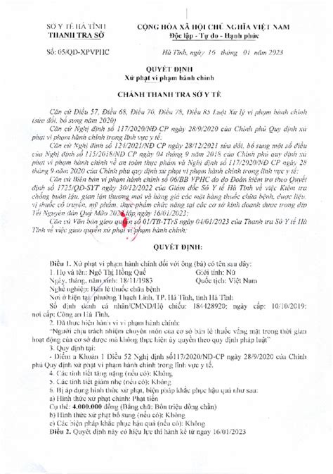 Quyết định xử phạt vi phạm hành chính