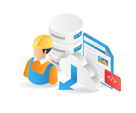 Flat Isometric 3d Illustration Web Hosting Database Maintenance Programmer 15881137 Vector Art