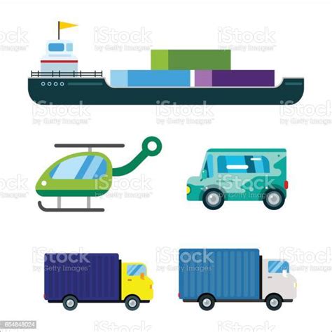 전송 배달 벡터 절연 백색 교통 자동차 버스 반 화재 트럭 헬기 배 실루엣 아이콘 유조선 사업 물류 배송 설정 개념에 대한 스톡 벡터 아트 및 기타 이미지 Istock