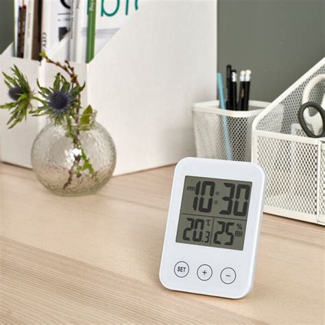 SlÅttis Clock With Hygro Thermometer White 8x12 Cm Ikea