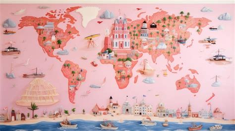 Wall Pink Map Premium Ai Generated Image