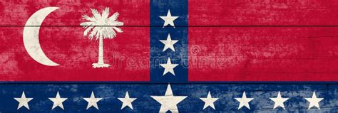 South Carolina State Flag On A Wooden Surface Banner Of The Grunge