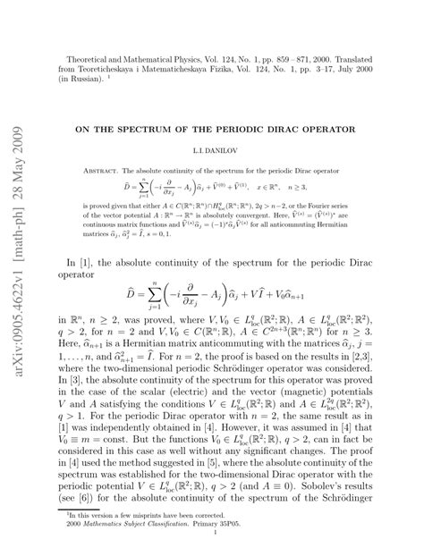 Pdf Spectrum Of The Periodic Dirac Operator
