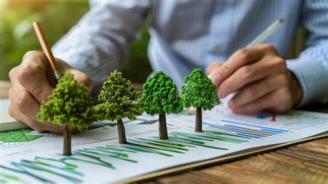 Architect Designing Green Urban Landscape With Miniature Trees