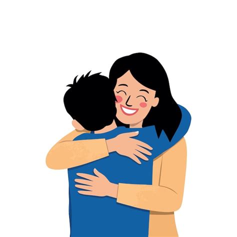 Madre E Hijo Amor Silueta Plana Fondo Blanco Vector Premium