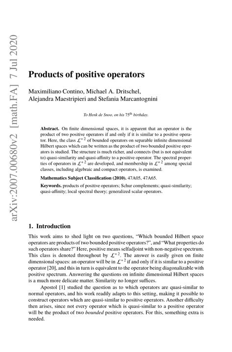 Pdf Products Of Positive Operators