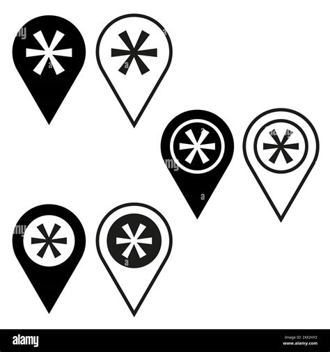Map Location Icons Asterisk Symbol Focus Simple Black Outline Vector