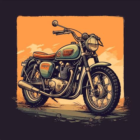 Hand Drawn Vintage Motorcycle Illustration Classic Motor Retro Design