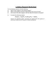 Understanding Limiting Reagents In Chemical Reactions Course Hero