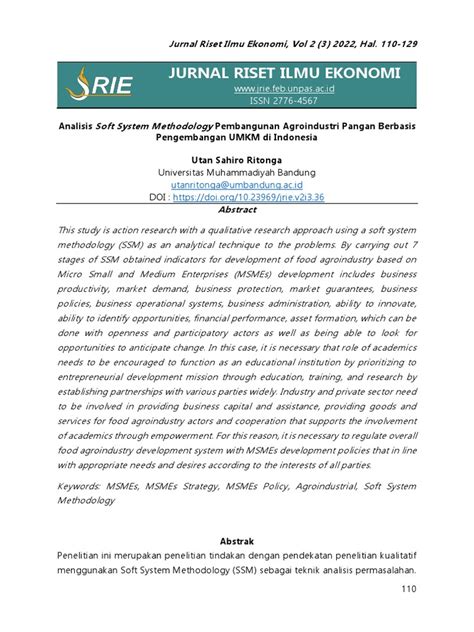Analisis Soft System Methodology Pembangunan Agroindustri Pangan Berbasis Pengembangan Umkm Di
