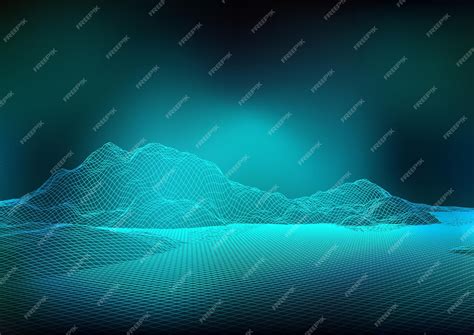 Premium Vector Abstract Wireframe Landscape Design Background