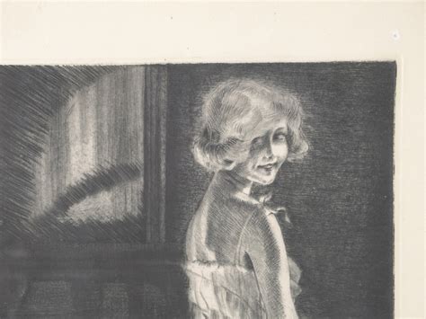 Max Bruning Girl By The Fireplace Etching