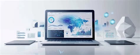 High Tech Laptop Displaying Data Analytics And Graphs In Modern Digital