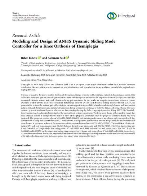 Pdf Modeling And Design Of Anfis Dynamic Sliding Mode Controller For A Knee Orthosis Of Hemiplegia