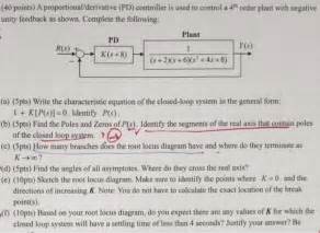 Solved A Proportionalderivative Pd Controller Is Used To