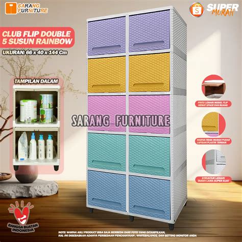 Jual Lemari Triple Club Flip Lemari Pakaian Baju Murah Plastik Susun Rak TV Rotan Buffet TV