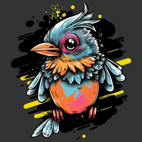 Premium Vector Whimsical And Colorful Graffitistyle Cartoon Bird On