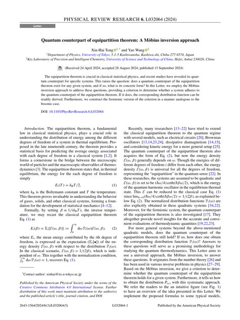 Pdf Quantum Counterpart Of Equipartition Theorem A Möbius Inversion Approach