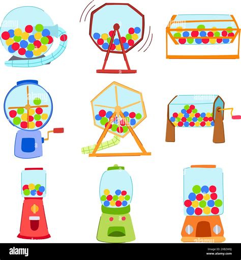 Lotto Ball Machine Set Cartoon Vector Illustration Stock Vector Image