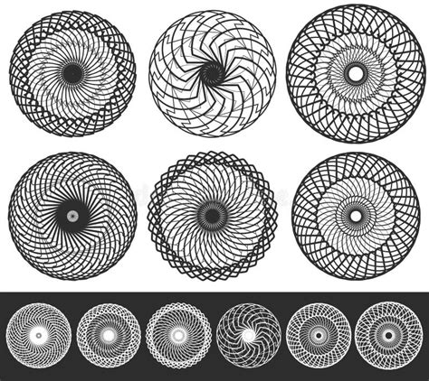 Set Of 6 Geometric Circle Element Circular Spirals Stock Vector Illustration Of Effect