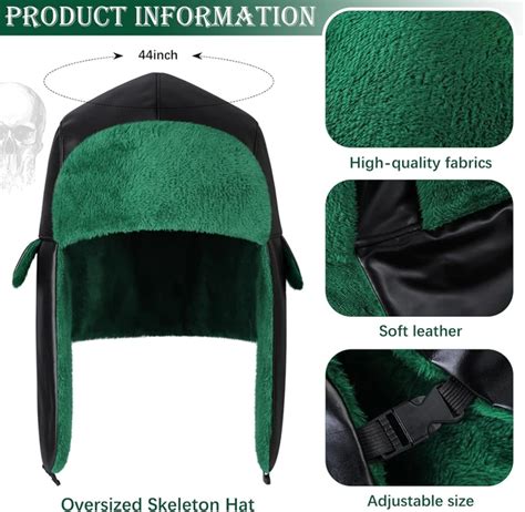 12 Ft Skeleton Christmas Cousin Leather Trapper Hat Outfit And Skull Xmas