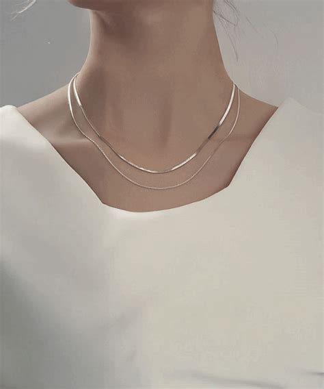 [당일발송] 925 실버 데일리 은 더블 뱀줄 체인 두줄 목걸이 92 5 순은 Silver 에이블리