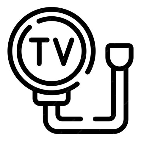 Tv 상자 케이블 아이콘 개요 벡터 스마트 모니터 홈 리모콘 프리미엄 벡터