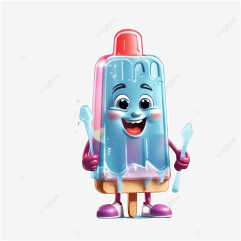 웃는 표정 3d 렌더링 블루 아이스크림의 만화 캐릭터 블루 아이스크림의 만화 캐릭터 미소를 지으며 3d 렌더링 Png