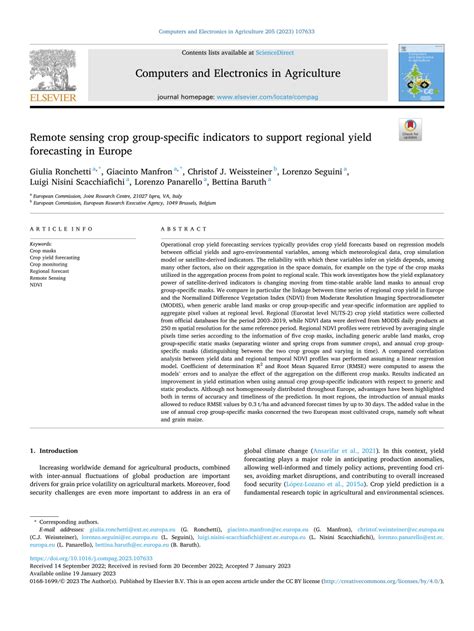 Pdf Remote Sensing Crop Group Specific Indicators To Support Regional