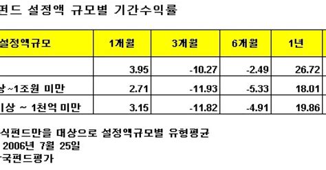 펀드투자 규모와 성과의 상관관계는