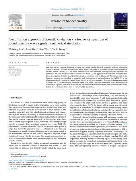 pdf identification approach of acoustic cavitation via frequency