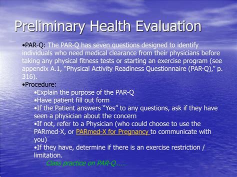 Ppt Chapter 02 Preliminary Health Screening And Risk Classification Powerpoint Presentation
