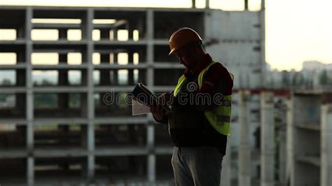 Builder Makes Notes In Works Documentation Stock Footage Video Of