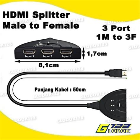 Jual Kabel Hdmi Splitter 3 Port Switcher Adapter 3 Input 1 Output
