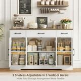 Homfa Buffet Cabinet 551 W 3 Drawers 4 Doors Farmhouse Storage