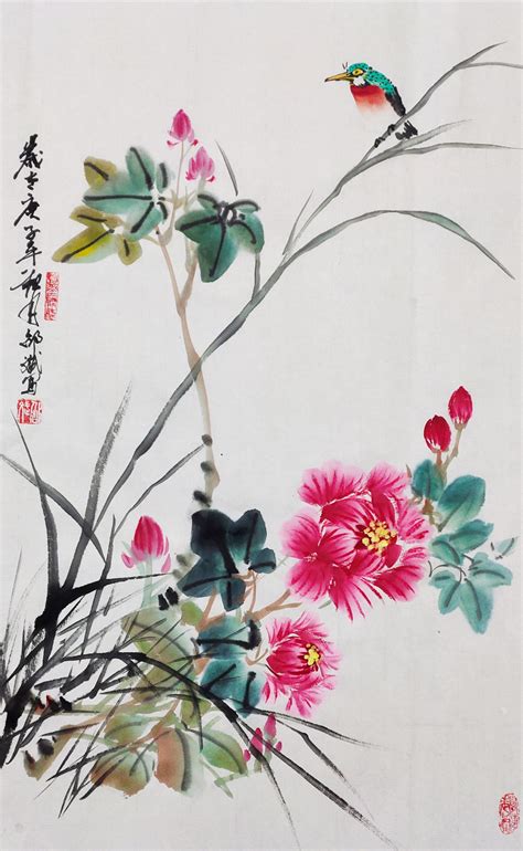 牡丹 写意花鸟画作品 水墨花鸟画作品 国画花鸟画欣赏 国画写意花鸟画欣赏 邵斌写意