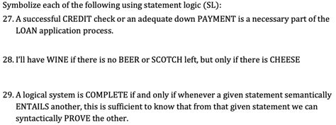 Solved Symbolize Each Of The Following Using Statement Logic